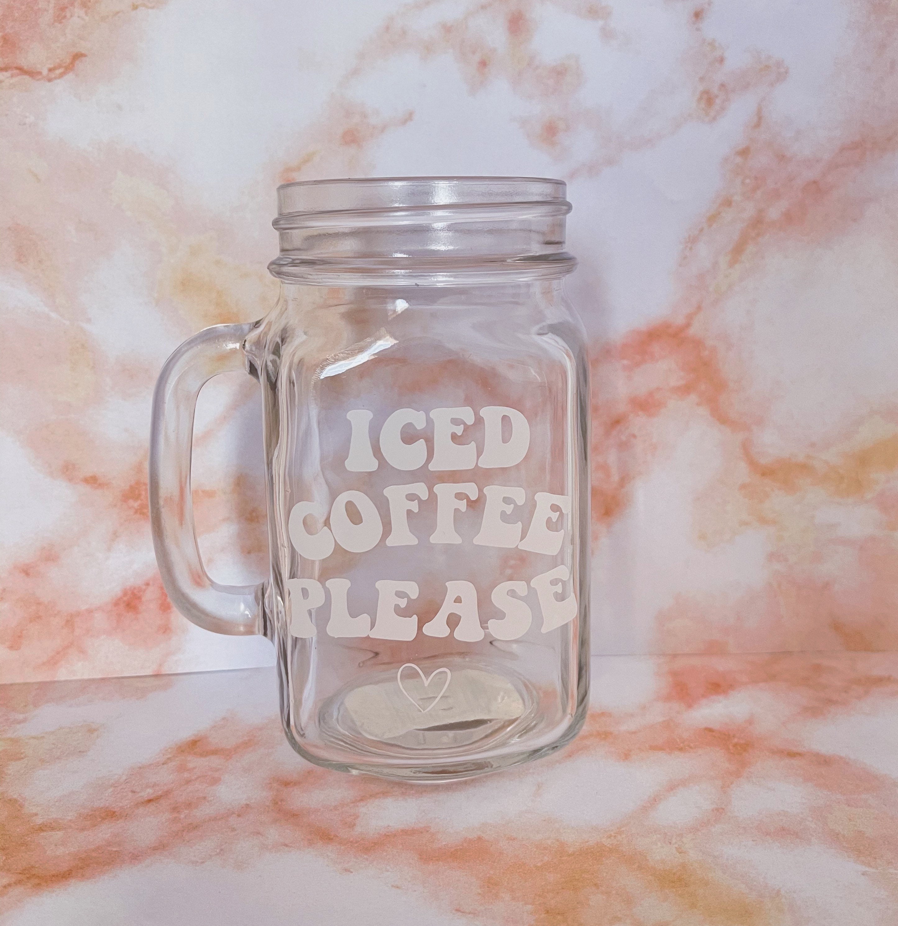 Glass Iced Coffee Mug Etsy