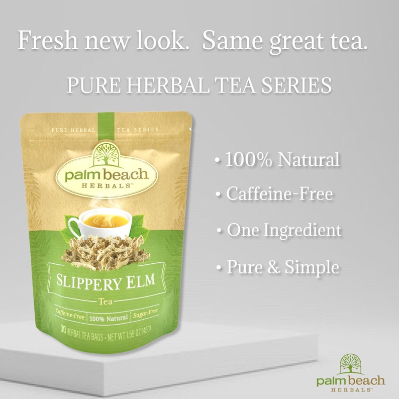 Slippery Elm Tea by Palm Beach Herbals, 30 Count Tea Bags, Caffeine ...