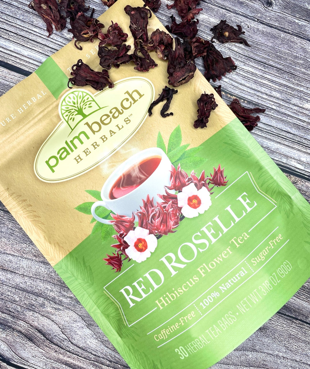 Red Roselle Hibiscus Flower Tea by Palm Beach Herbals, 30 Count Tea ...