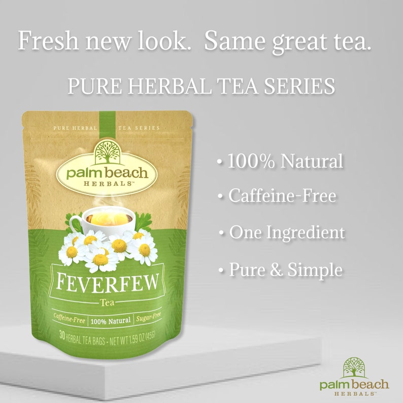 Feverfew Tea - Pure Herbal Tea Series by Palm Beach Herbals (30 Tea ...