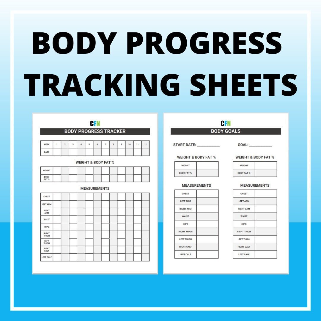Body Progress Tracking Sheets | Goal Tracker | Weight Loss | Body Fat ...