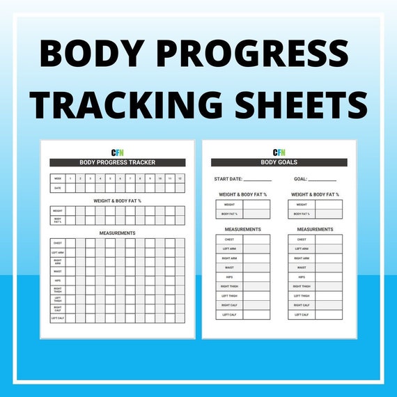 Body Progress Tracking Sheets Goal Tracker Weight Loss | Etsy
