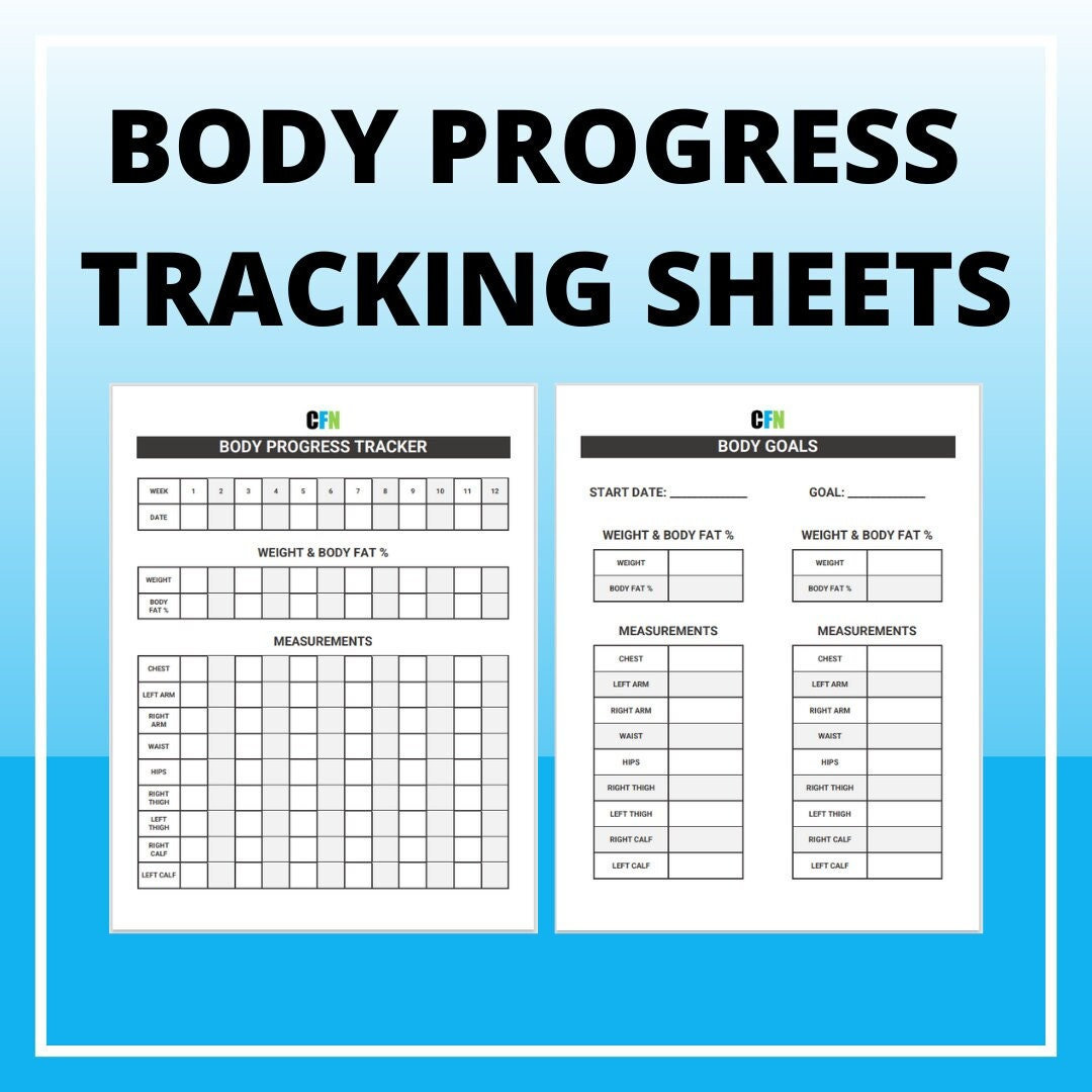 Body Progress Tracking Sheets | Goal Tracker | Weight Loss | Body Fat ...