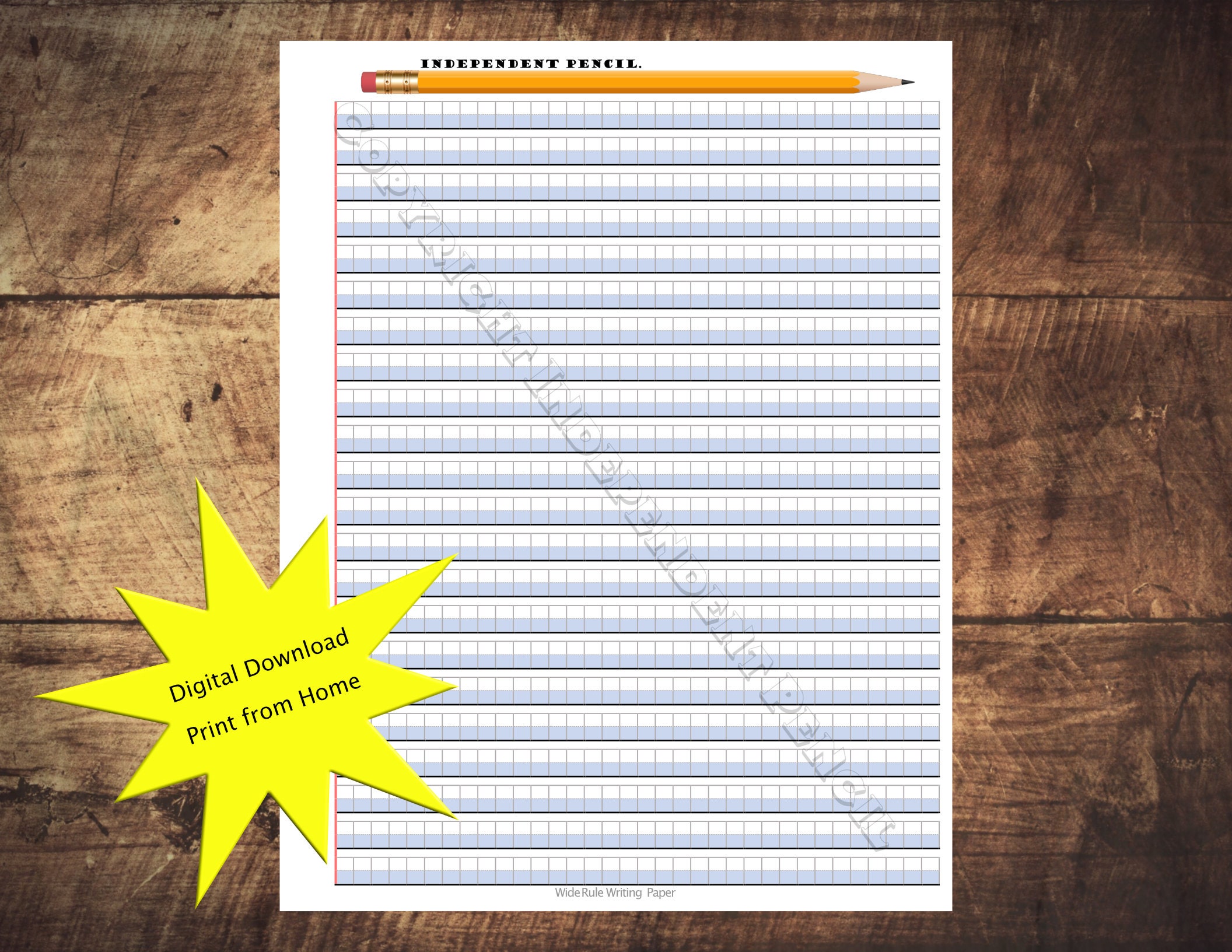 Dysgraphia Dyslexia Wide Rule Notebook Paper Digital Download - Etsy