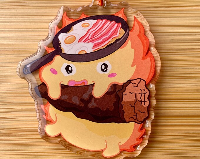 Howls Moving Castle Fire Calcifer Eggs & Bacon Keychain Charm Studio ...