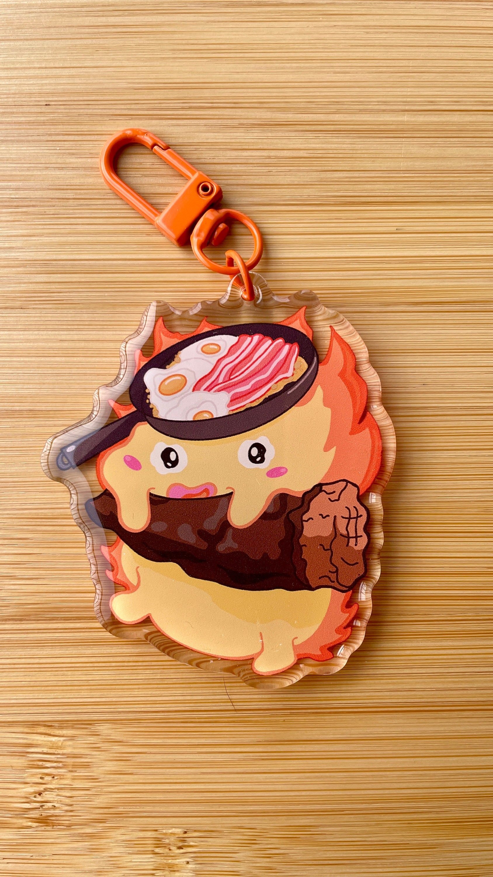 Howls Moving Castle Fire Calcifer Eggs & Bacon Keychain Charm Studio ...