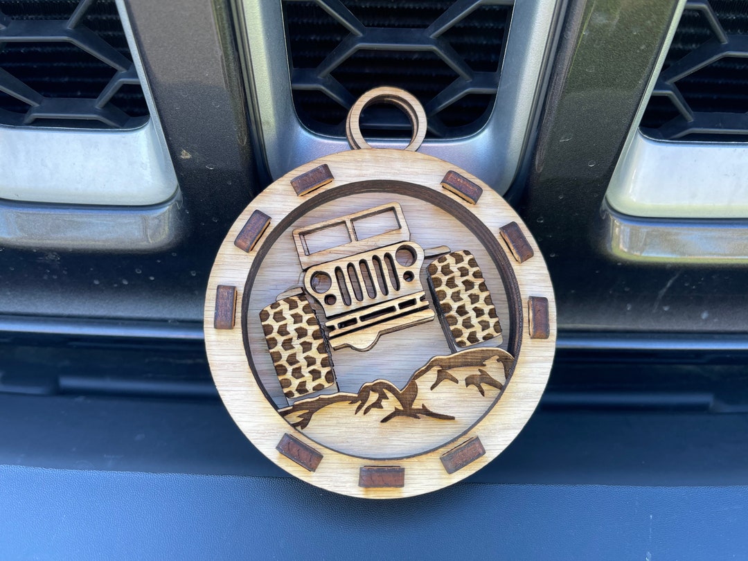 Handmade Cherry Plywood Jeep Ornament: Rustic Farmhouse Decor - Etsy