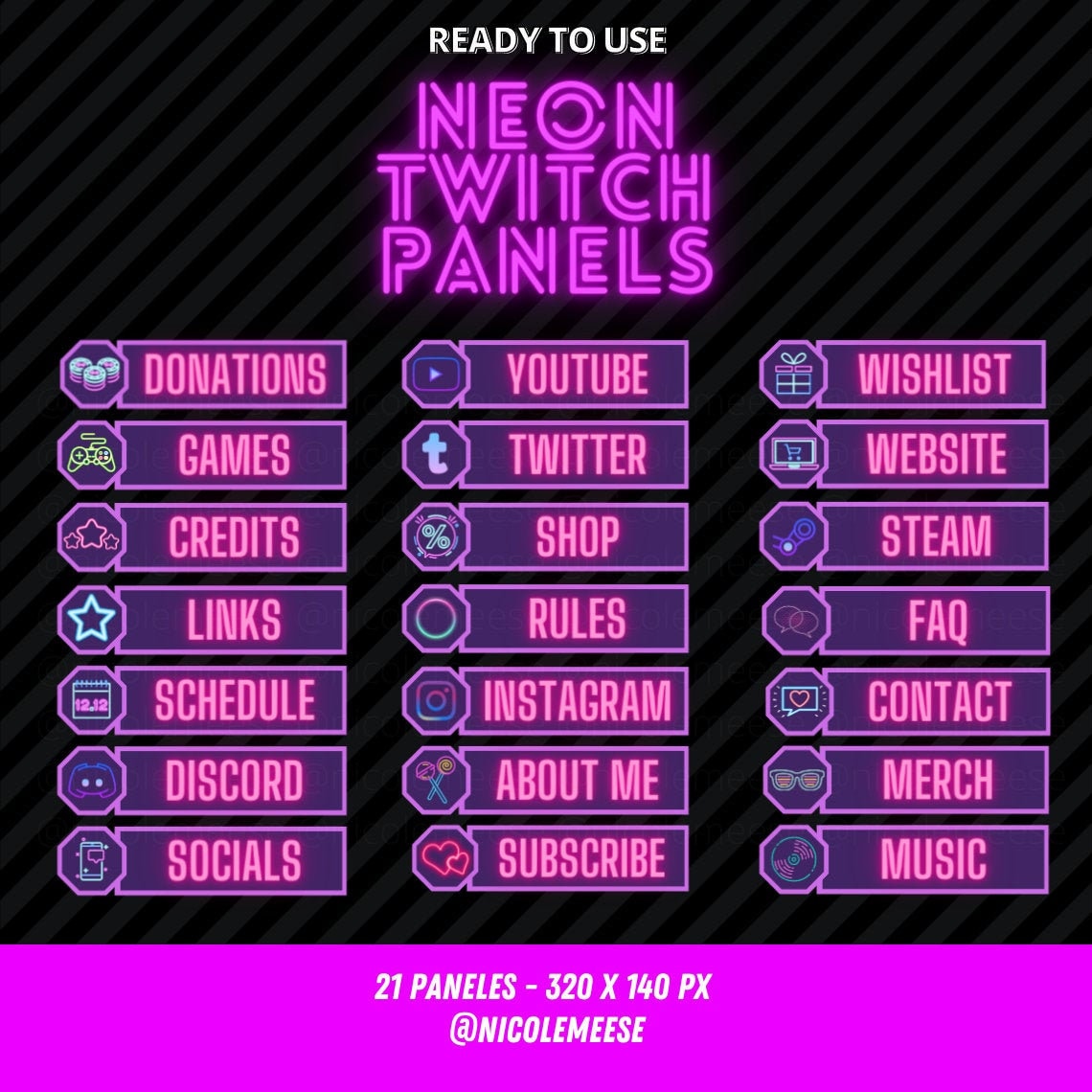 Neon twitch panels - techjaf