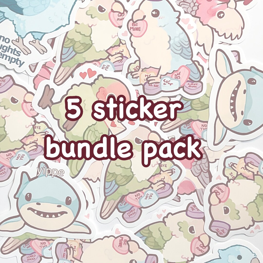 5 Sticker Bundle Pack / Cute Parrot Stickers / Bird Stickers / Cute ...
