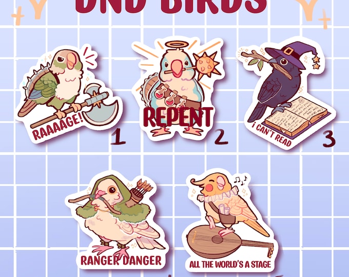 Dnd Class Bird Stickers / Dnd5e Sticker / Pathfinder Sticker / TTRPG ...