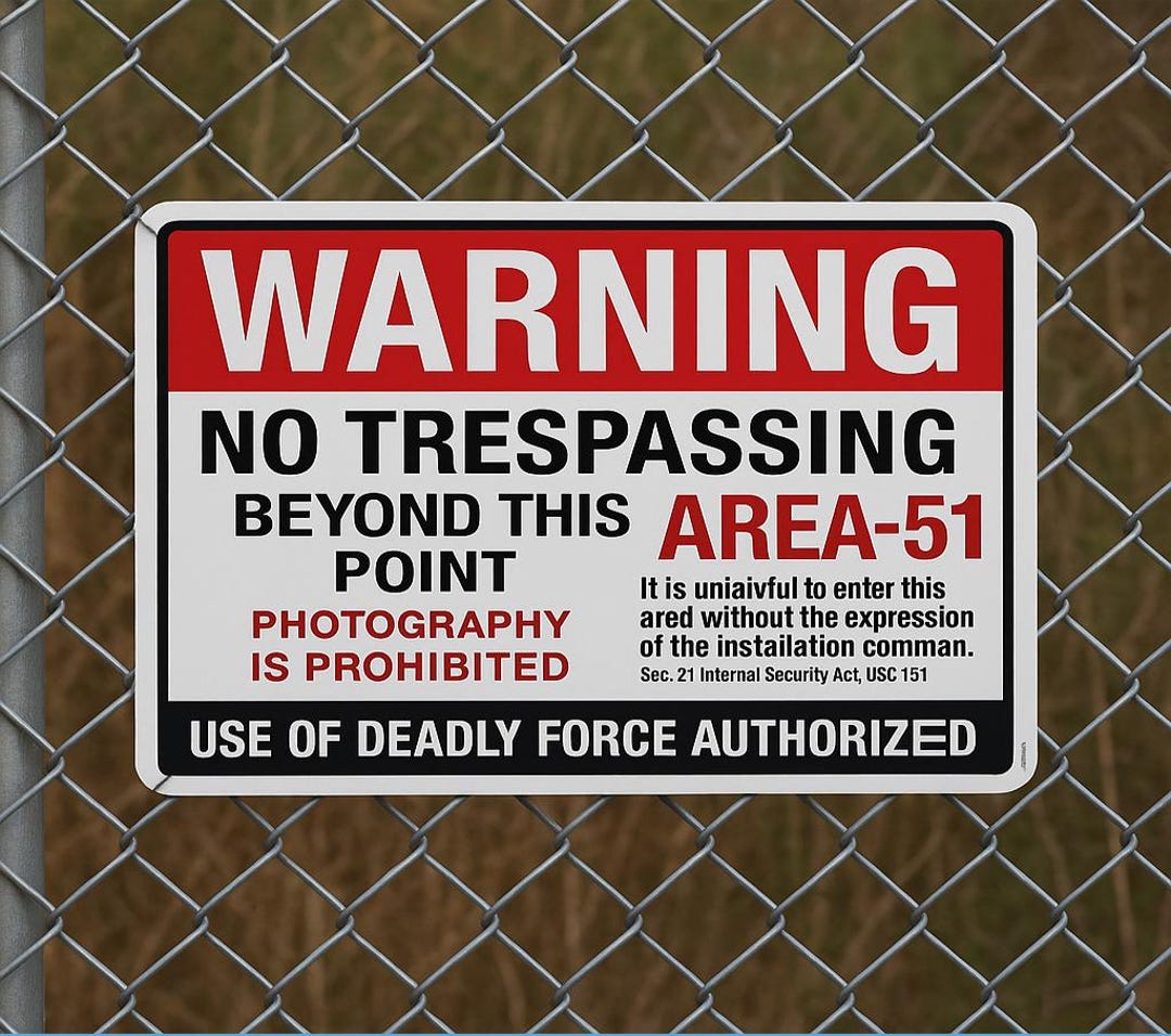 Area-51 Warning Metal Sign – Embossed “no Trespassing” UFO Zone Wall ...