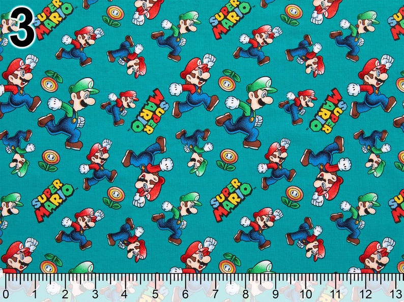 Super Mario Fabric by the Yard – Mario and Luigi Print – 100% Cotton ...