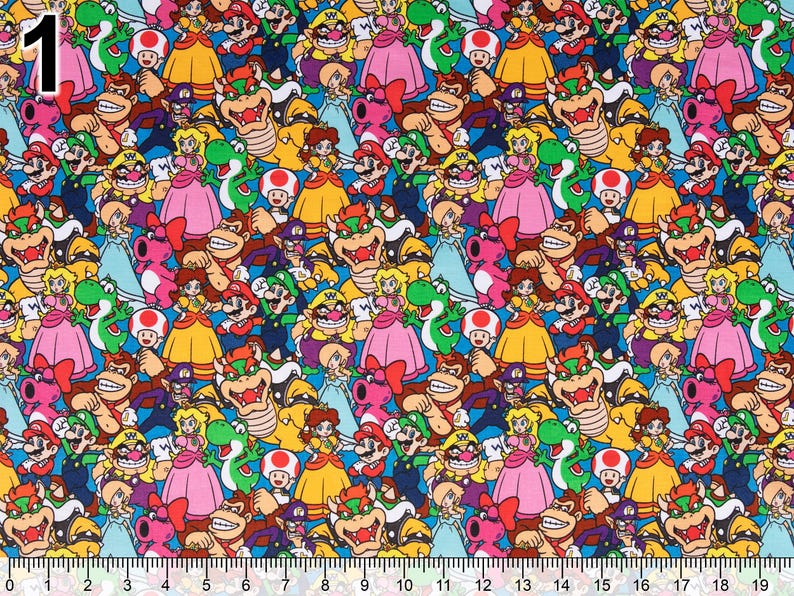 Super Mario Fabric by the Yard – Mario and Luigi Print – 100% Cotton ...