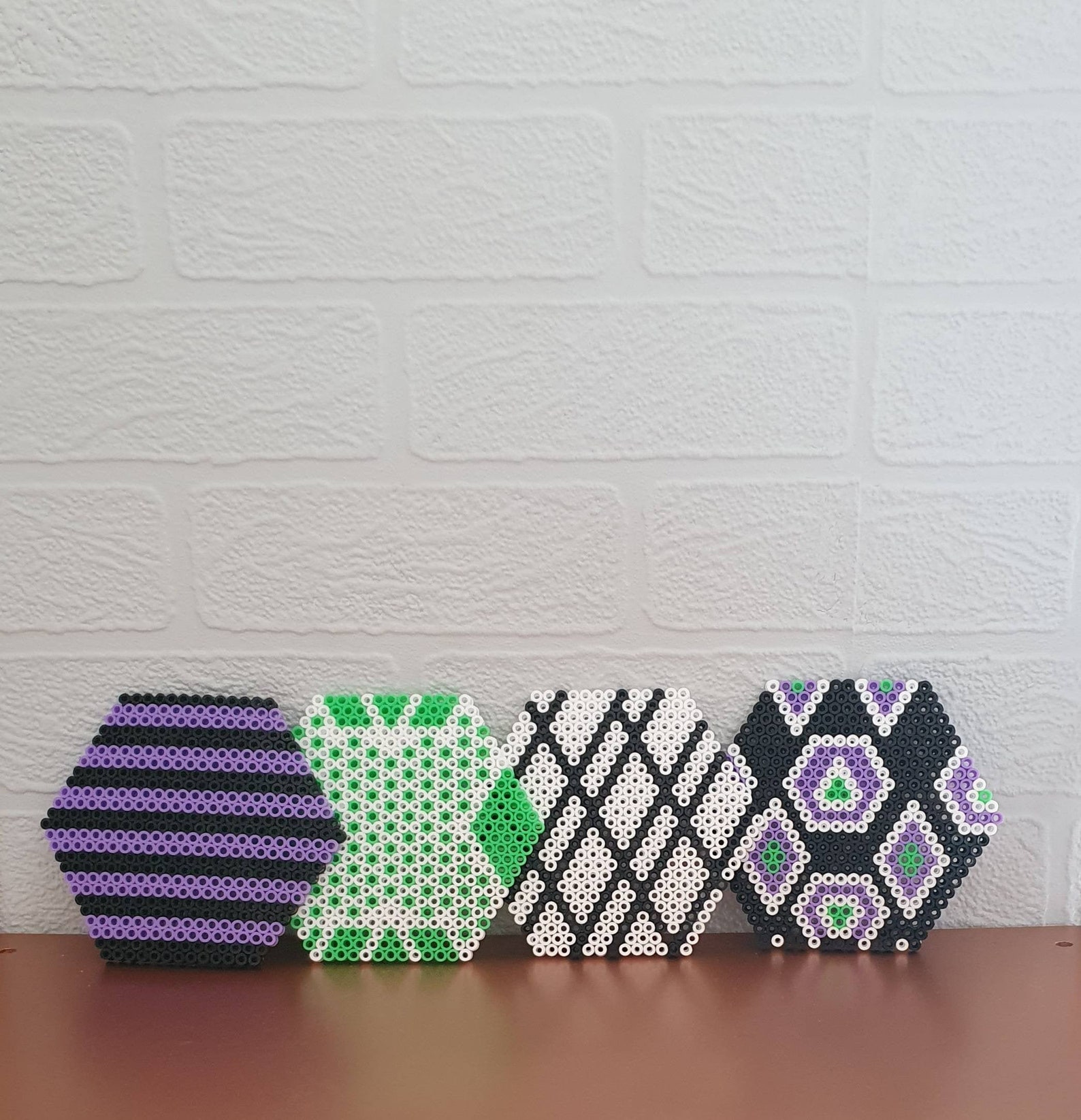 Hexagonal Shaped Patterned Hama Bead Coasters Home Decor - Etsy