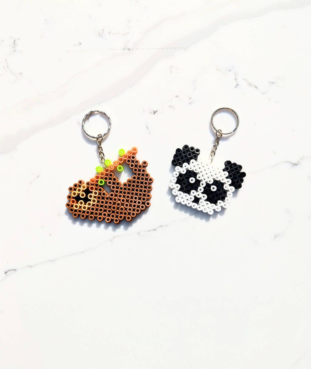 Panda and Sloth Hama Bead Keychains: Animal Lover Gift - Etsy