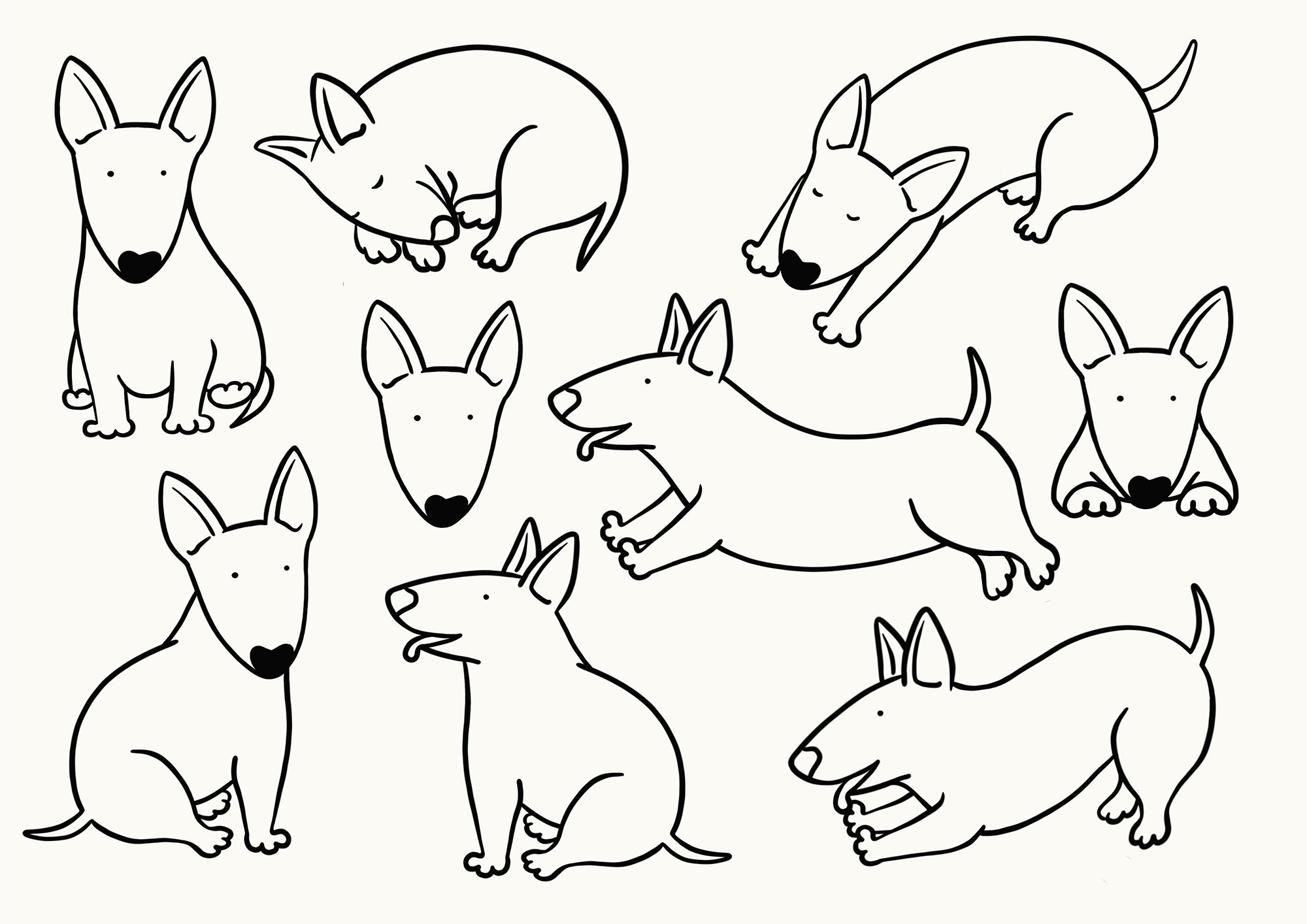 Funny Bull Terrier Set Svg Png Jpeg Dxf Eps| Bull Terrier Silhouette ...