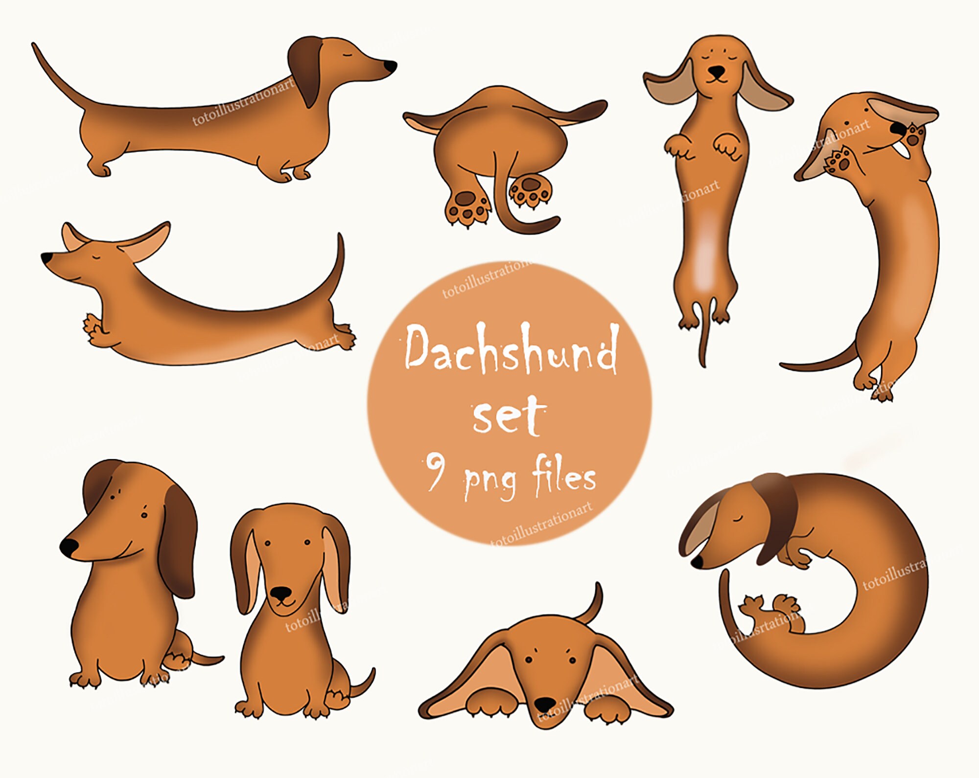 Dachshund Dogs Digital Png Jpeg Files PNG Elements for Notebooks ...