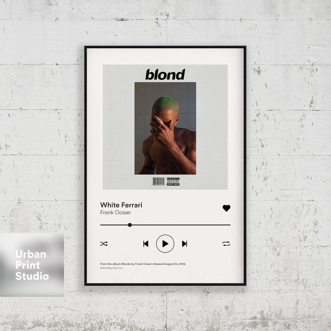 Frank Ocean Poster White Ferrari Album Cover Poster Print | Etsy