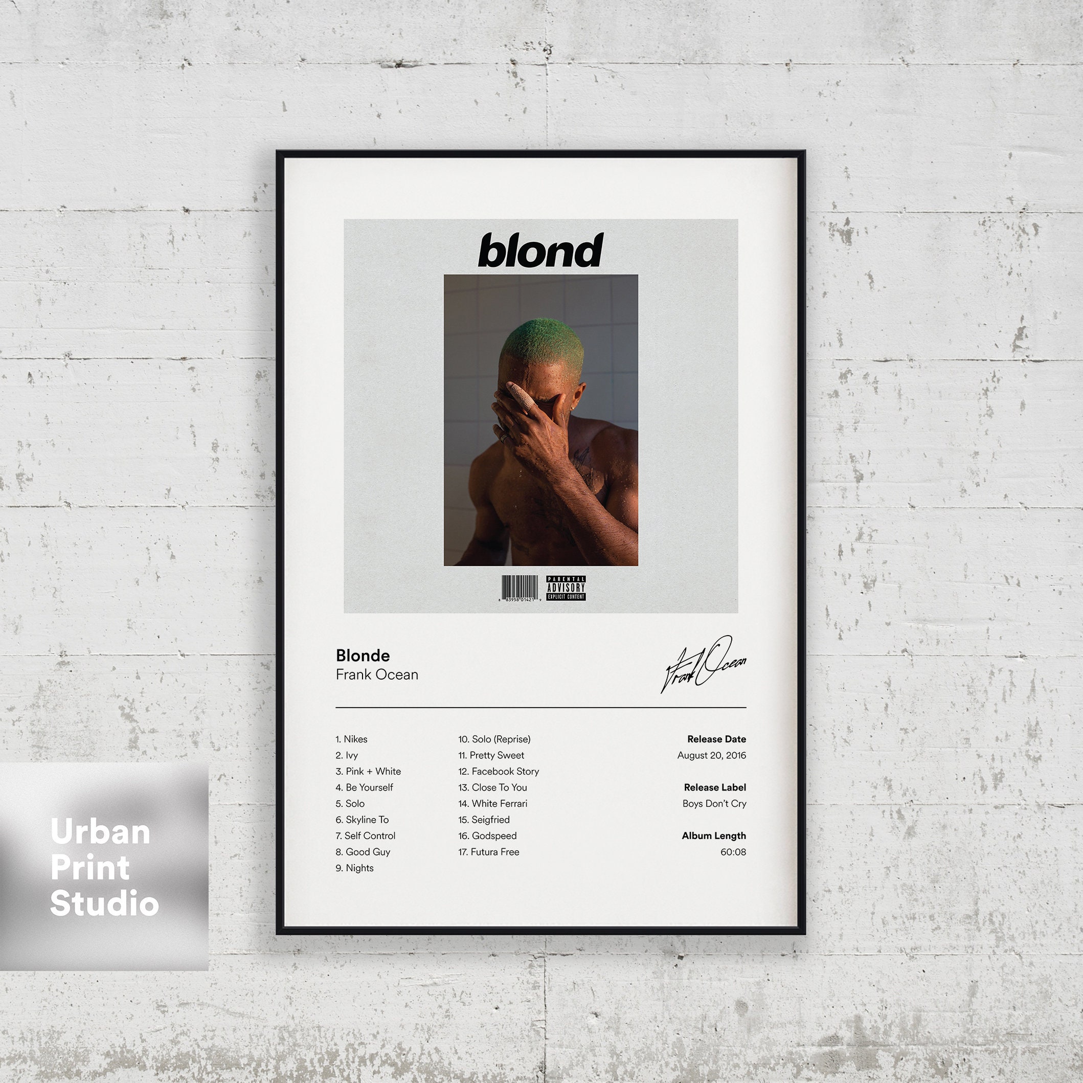 Frank Ocean Poster Blonde Blond Album Cover Poster Print Etsy