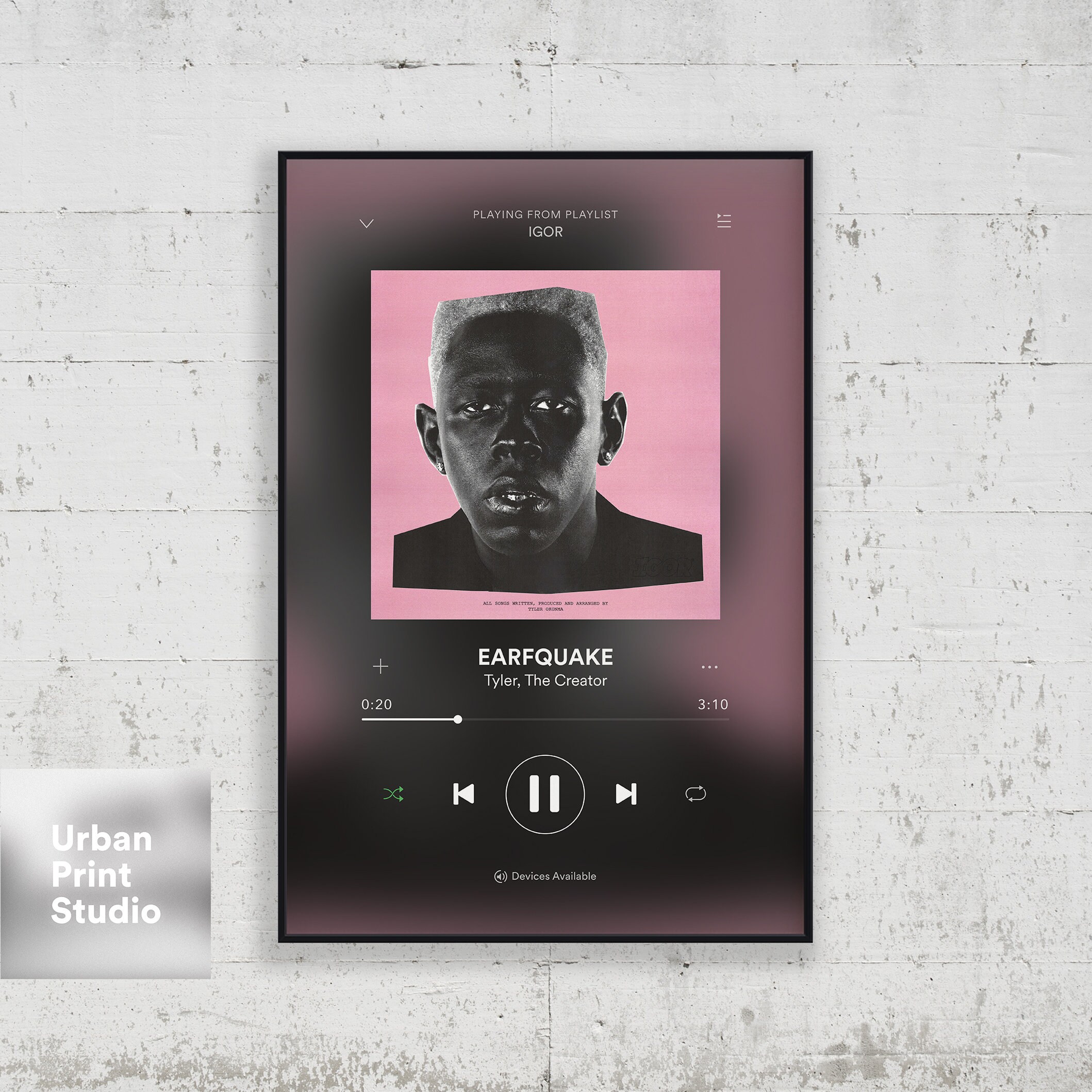 Tyler The Creator Poster EARFQUAKE Spotify Controls Album | Etsy