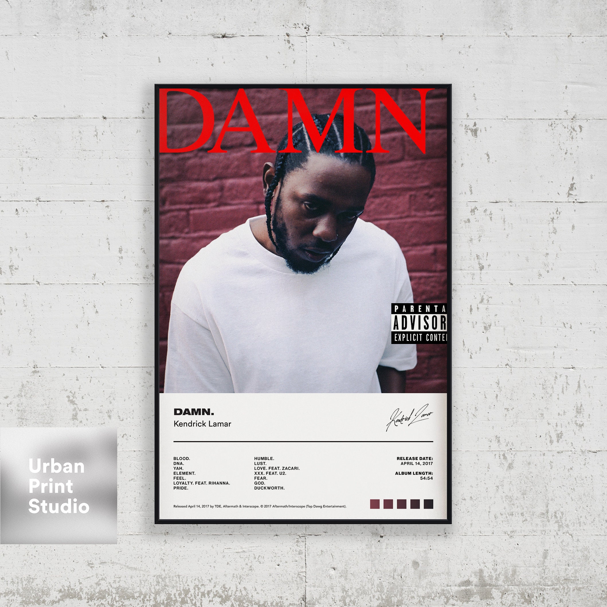 Kendrick Lamar Poster DAMN Spotify Controls Album Cover | Etsy