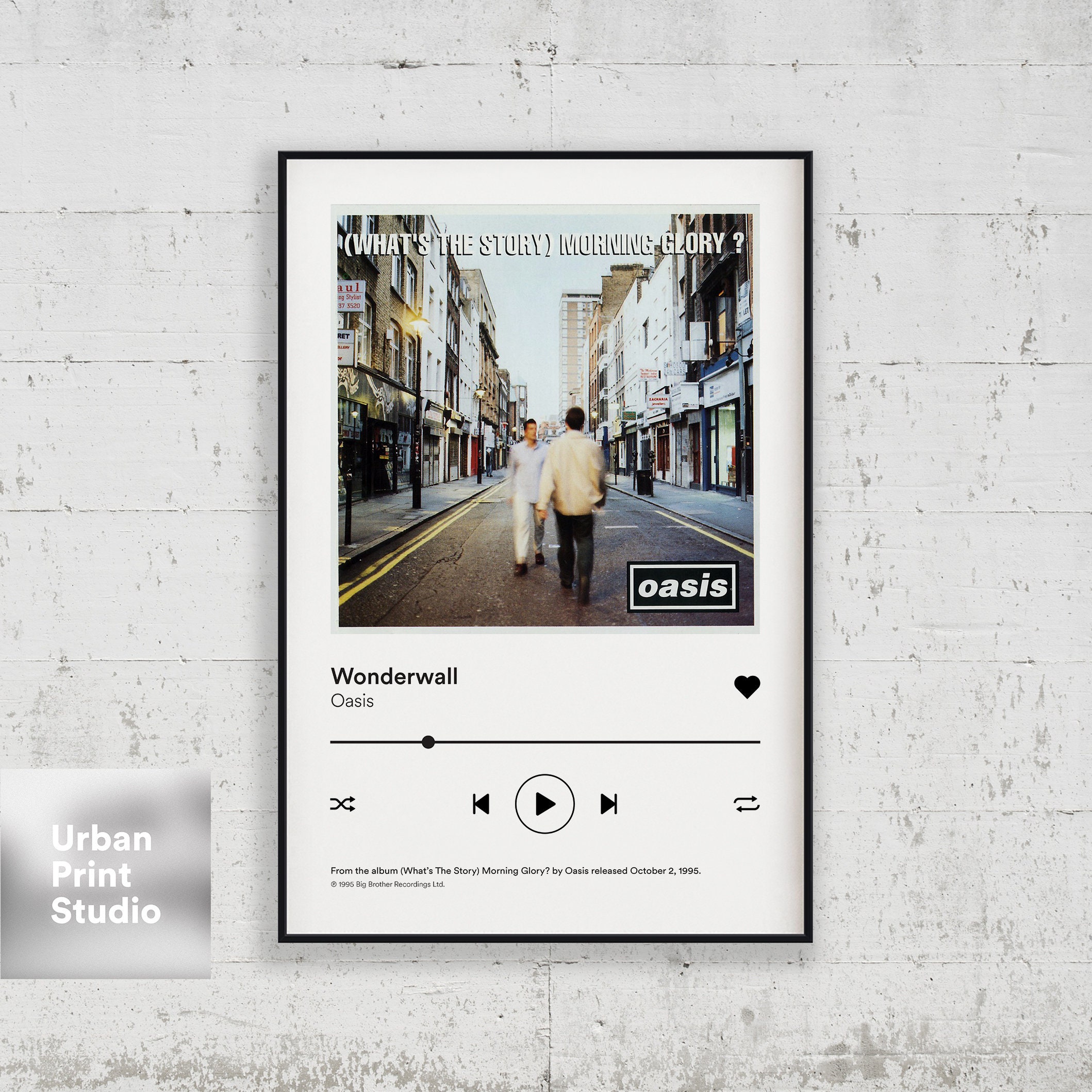 Oasis Poster Wonderwall Spotify Controls Album Cover Poster | Etsy