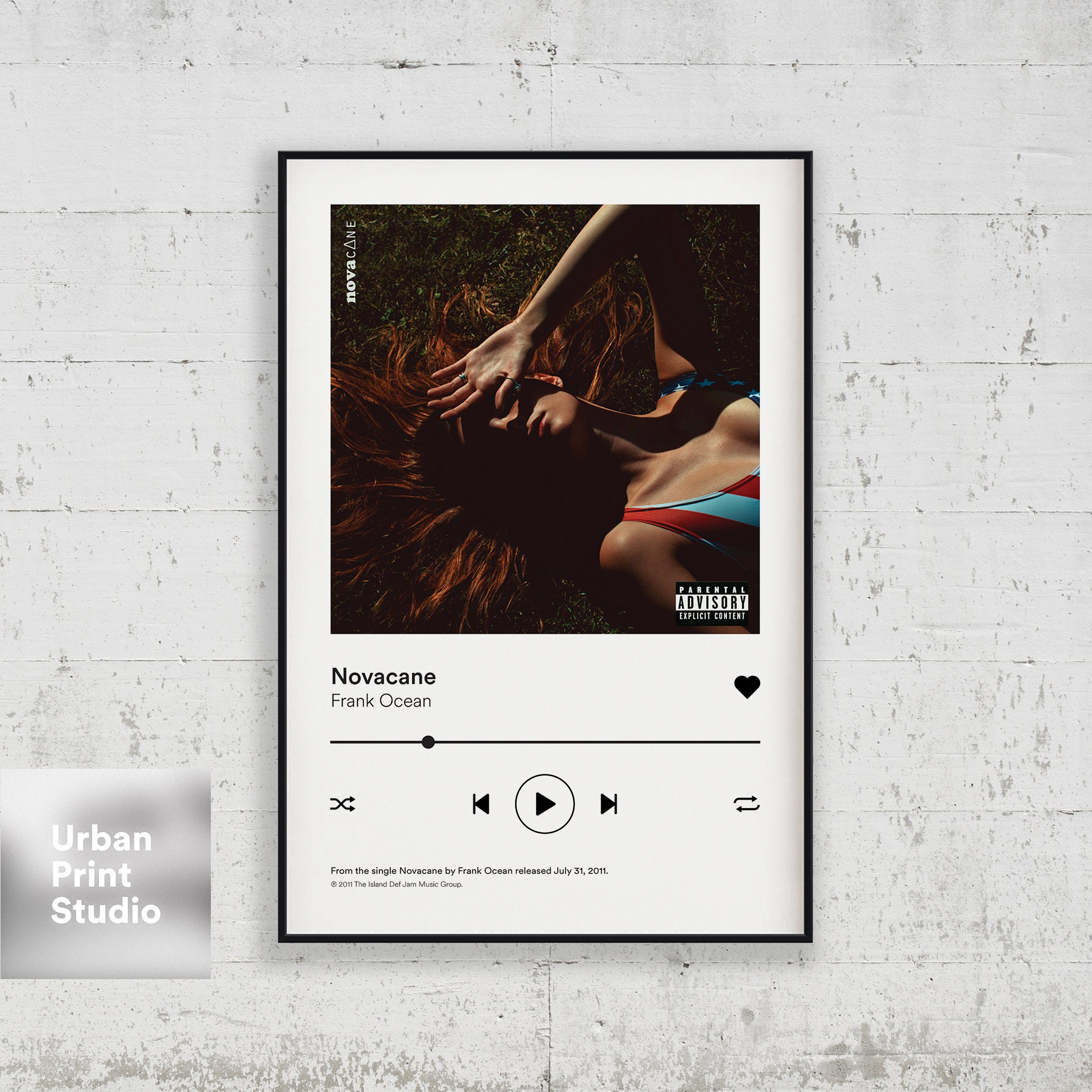 Frank Ocean Poster Novacane Spotify Controls Album Cover | Etsy