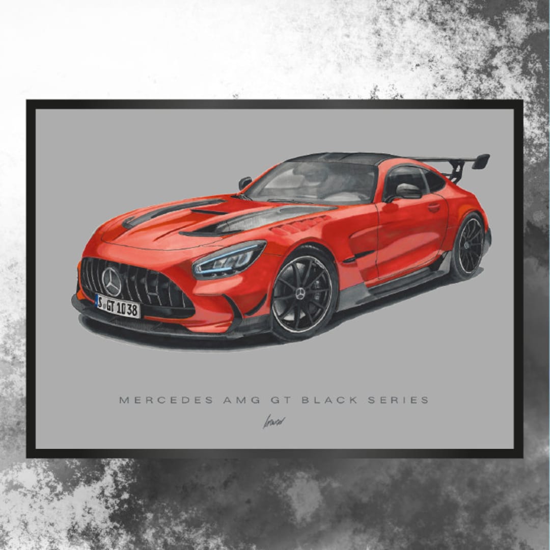 Artprint Handmade Drawing Mercedes AMG GT Black Series Men Gift Idea ...