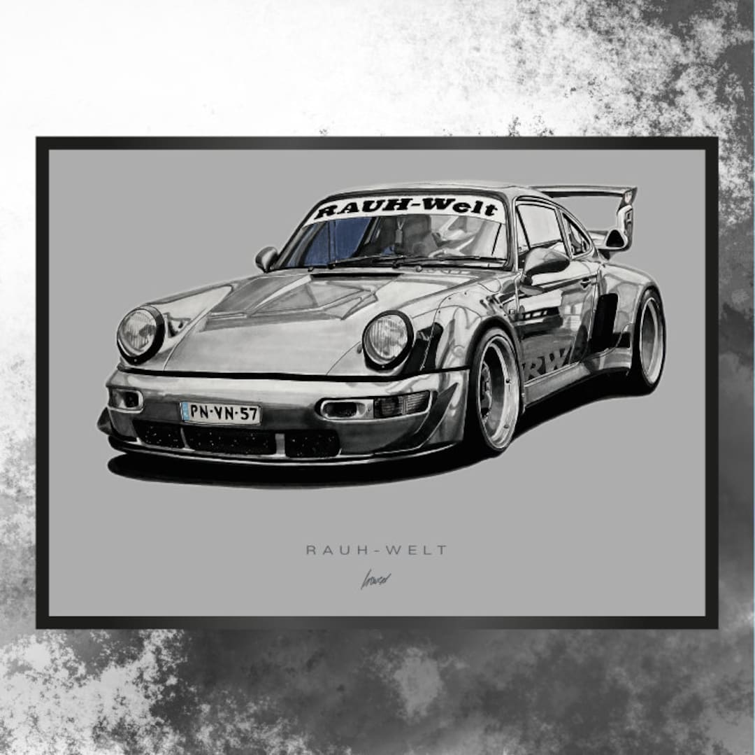Artprint Handmade Drawing RWB Porsche Men Gift Idea Car Drawing Auto Portrait Car Poster - Etsy
