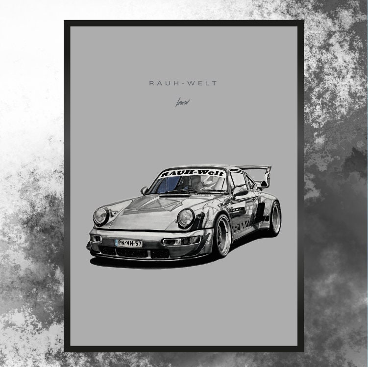 Artprint Handmade Drawing RWB Porsche Men Gift Idea Car Drawing Auto ...