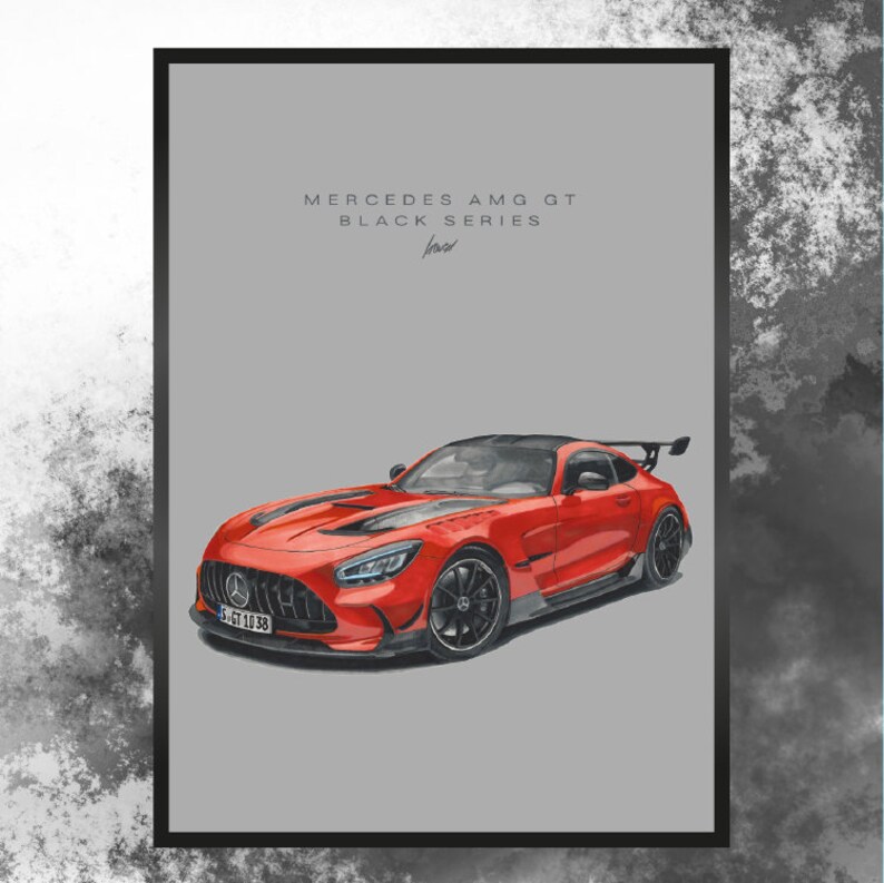 Artprint Handmade Drawing Mercedes AMG GT Black Series Men Gift Idea ...