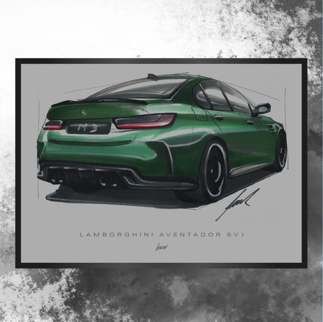 Artprint Handmade Drawing BMW M3 Men Gift Idea Car Drawing Auto ...