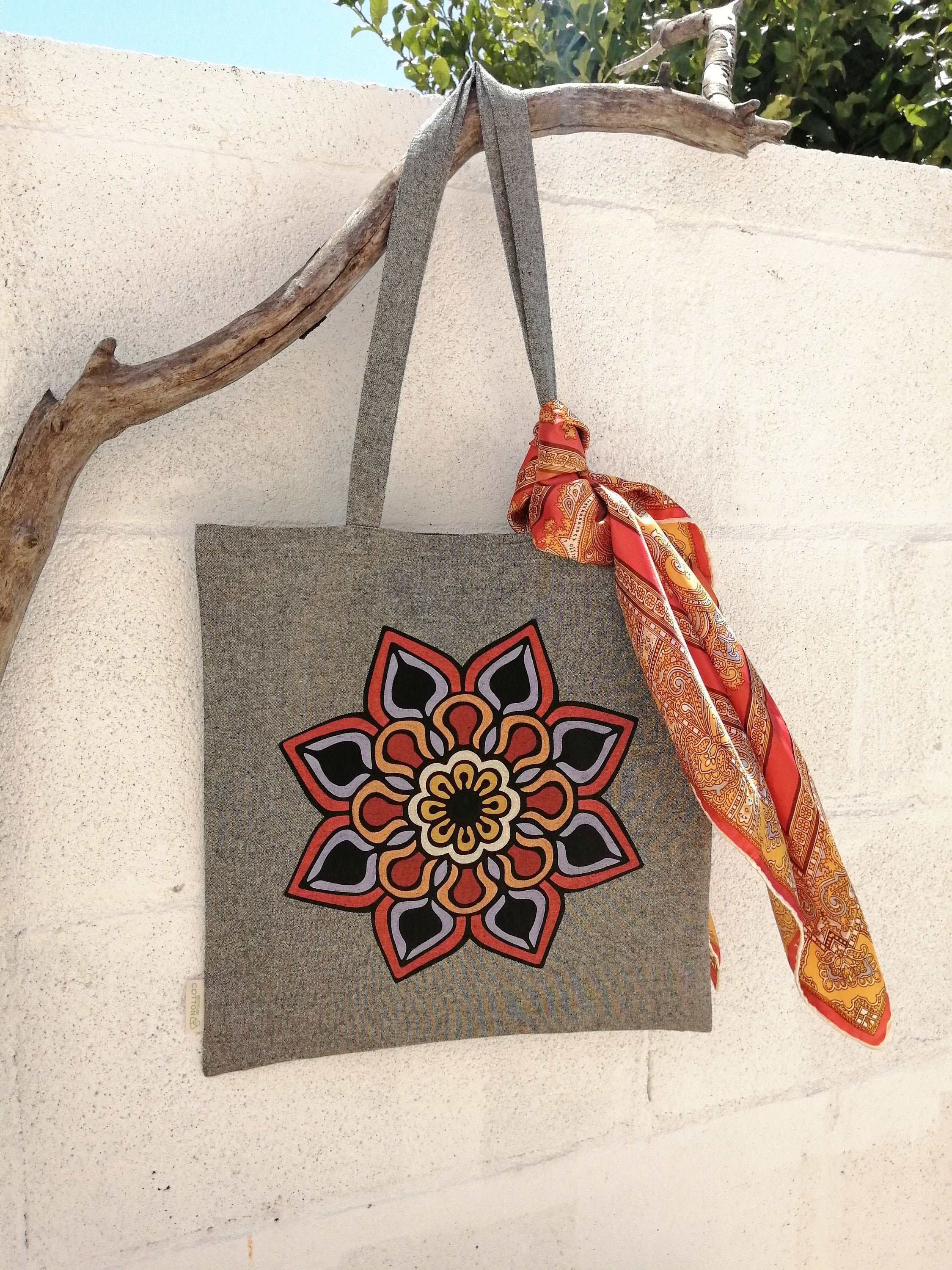 MANDALA TOTE BAG Gray Shopping Bag Mandala Shopping Bag - Etsy UK