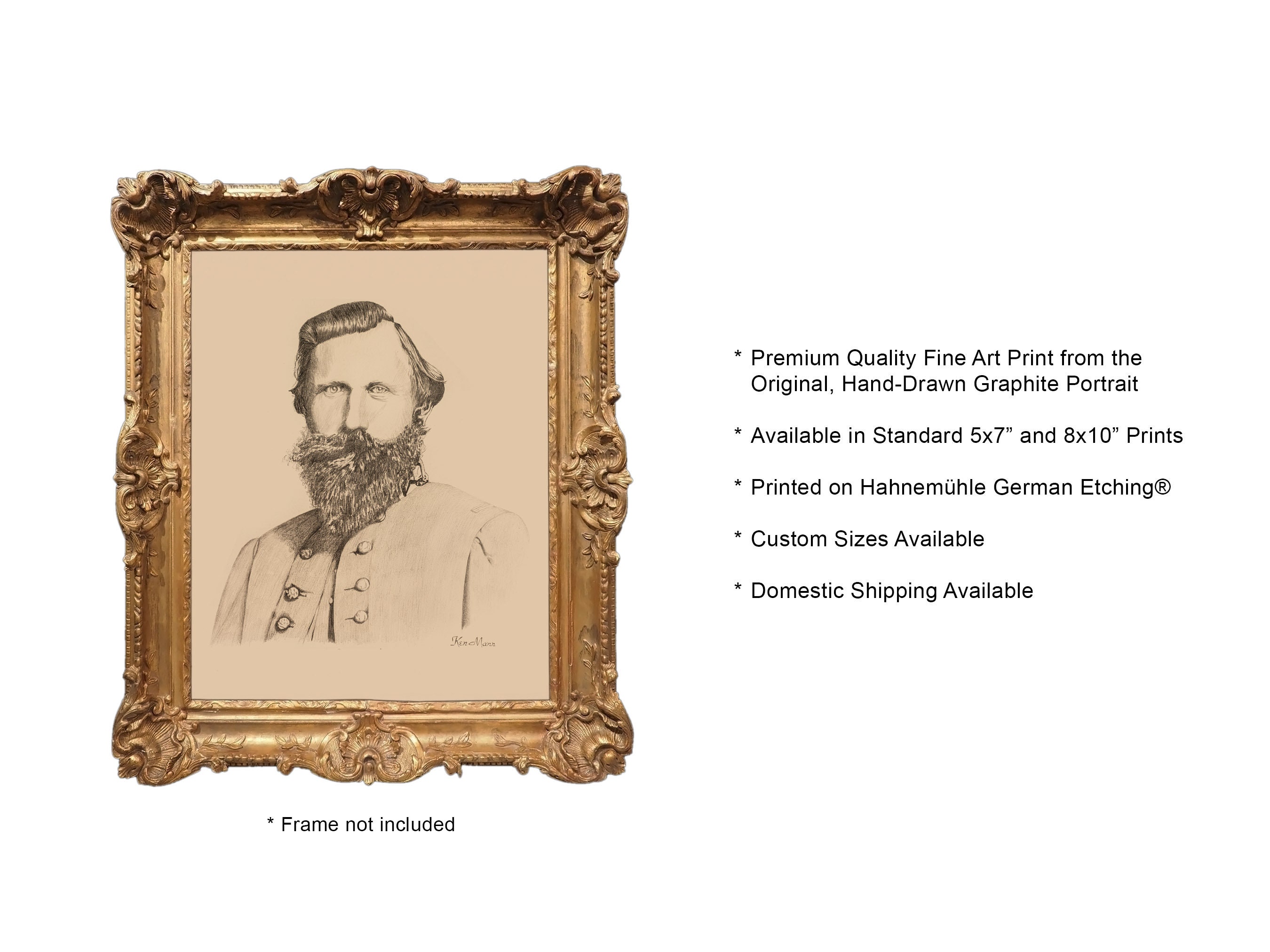 Fine Art Print of Original Hand-drawn, Graphite Portrait of J E B ...