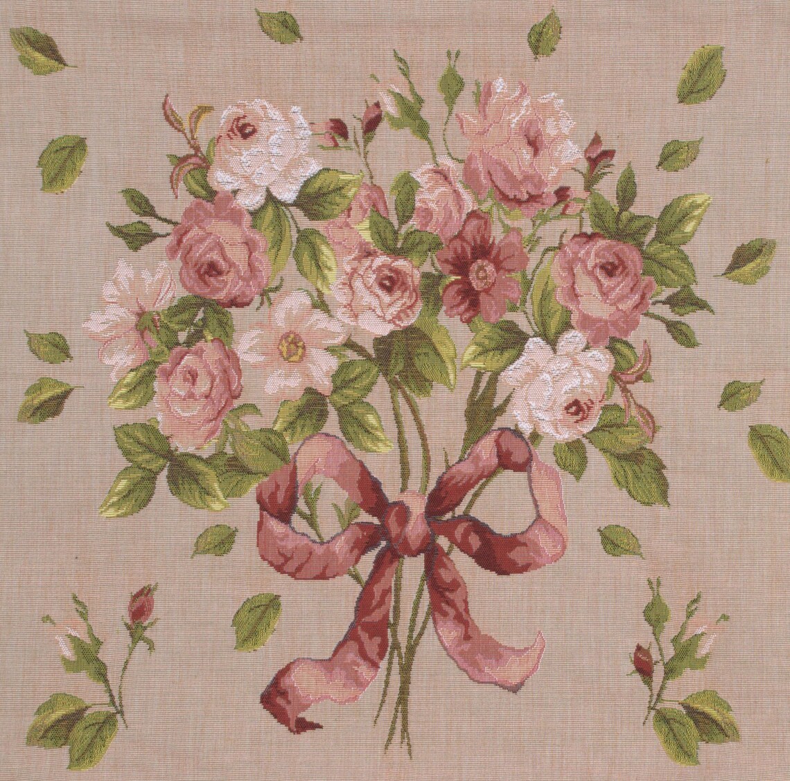 Bouquet De Roses French Tapestry Cushion Cover Cream - Etsy