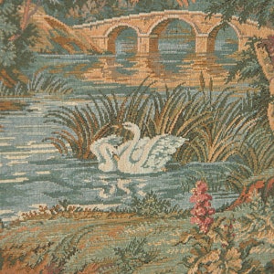 Swan in the Lake Vertical European Wall Tapestry - Lake Art Jacquard ...