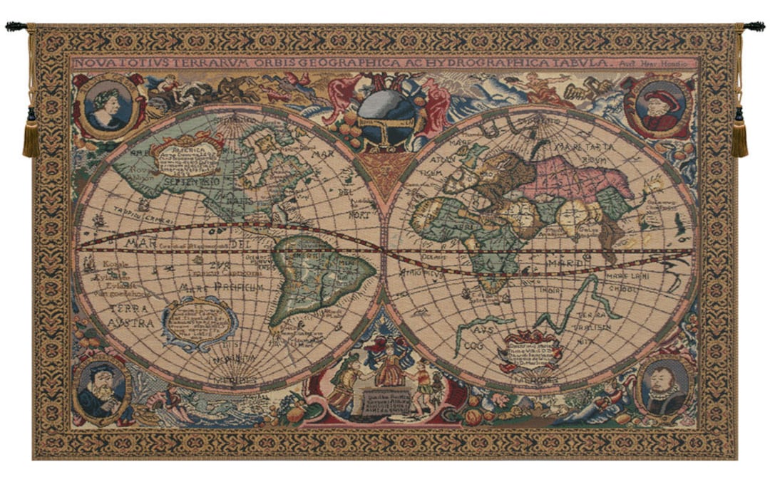 Map Mercator European Wall Tapestry Belgian Home Décor Wall Hanging ...