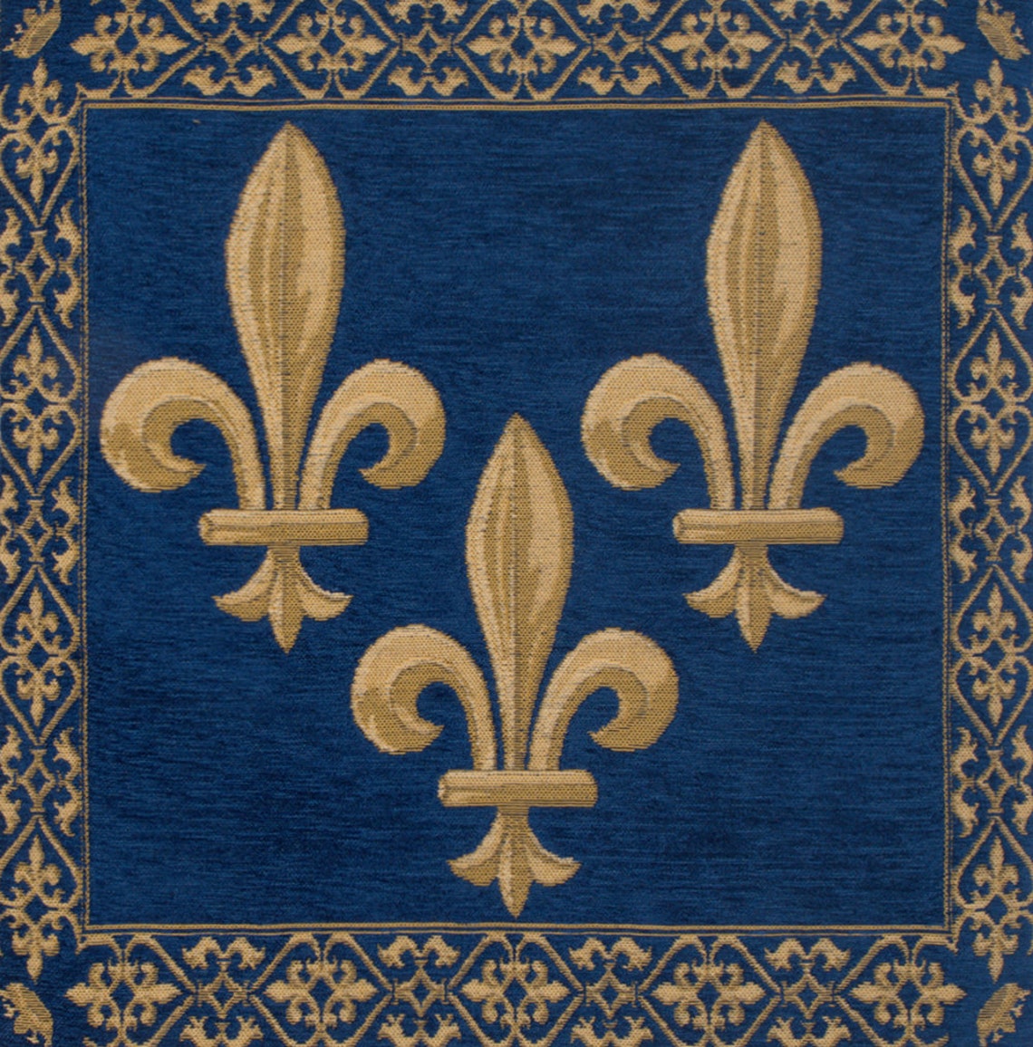 Fleur De Lys Blue II Velvet Background Tapestry Cushion Cover - Etsy