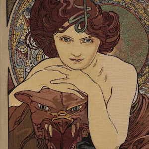 Mucha Emeraude Tapestry | Art Nouveau Decorative Wall Hanging | Mucha ...