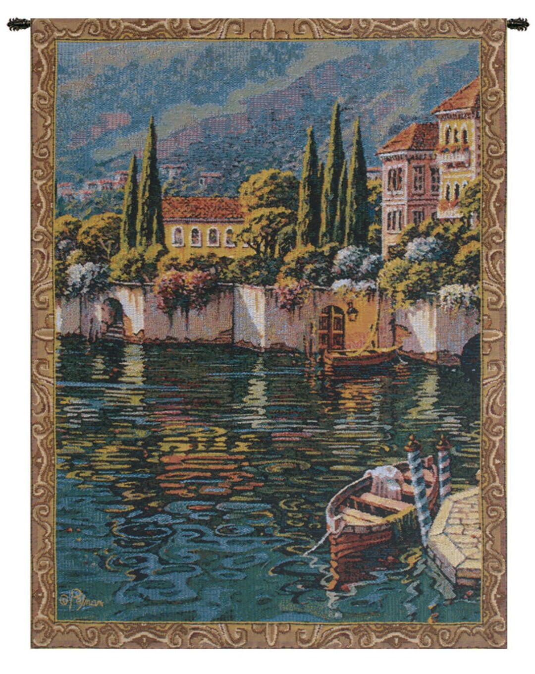Lake Como Tapestry: Woven Belgian Wall Hanging, Italian Landscape Art ...