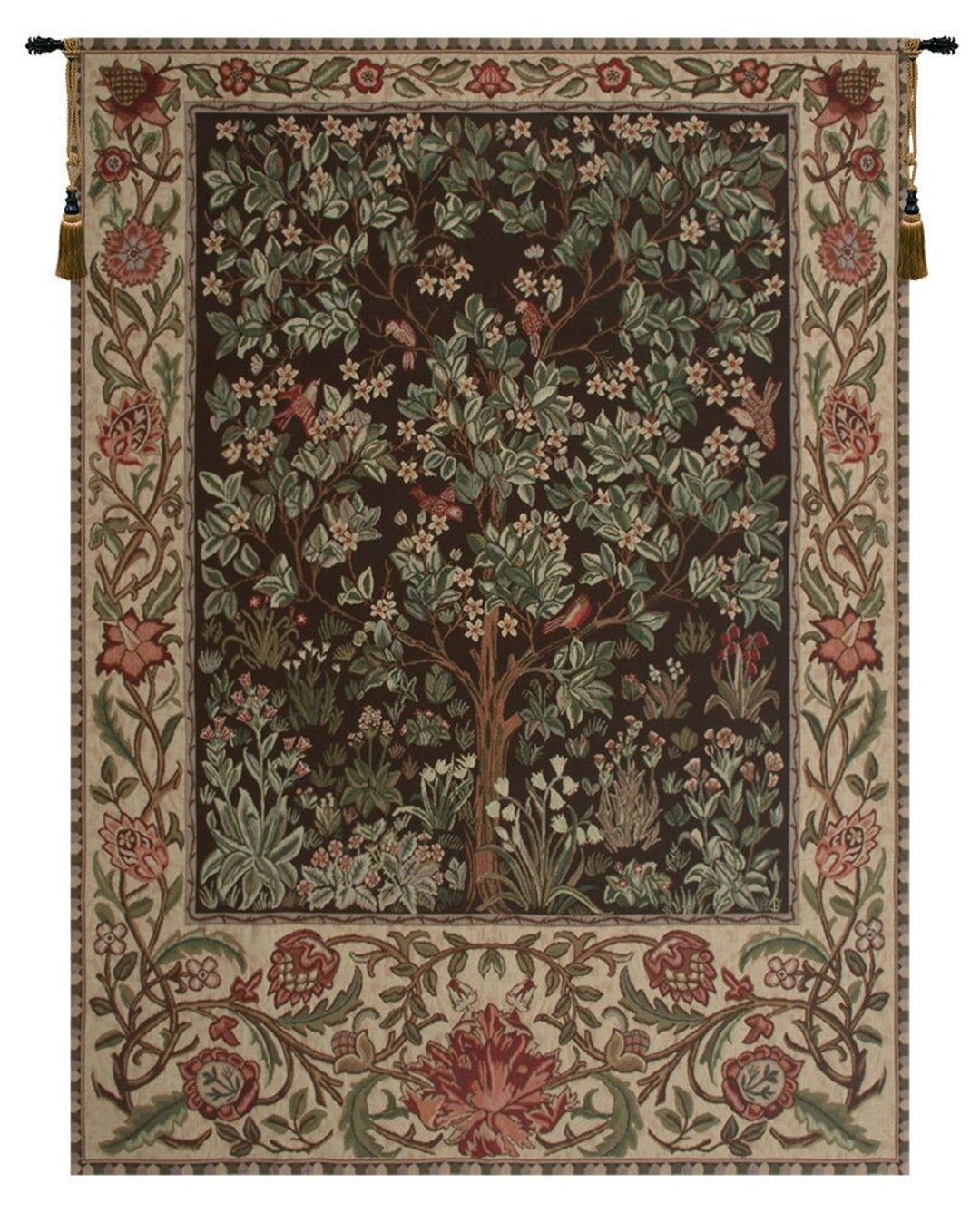 William Morris Tree of Life Belgian Wall Tapestry Woven - Brown Woven ...