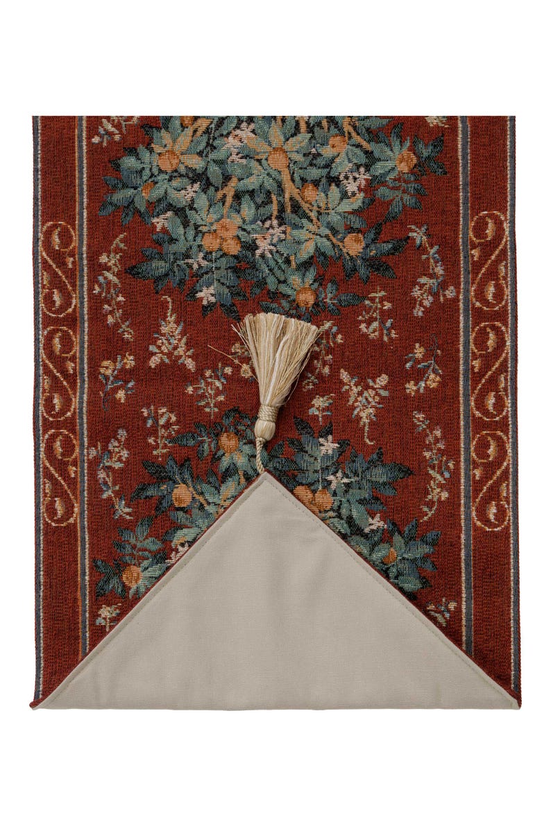 Orange Tree Tapestry Table Runner: Medieval Unicorn Design, Woven in ...
