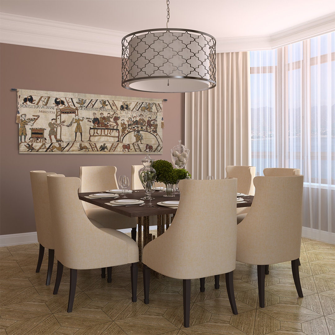 Medieval Banquet Scene Bayeux Tapestry Style Woven Wall Art Hanging ...