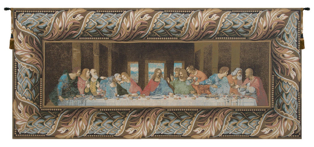 The Last Supper Italian With Border European Wall Tapestry - Jesus ...