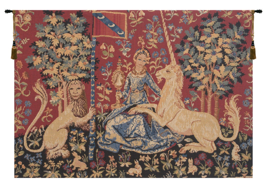 Sight Vue Wall Decor Art | Medieval Background Red Wall Tapestry | Lady ...