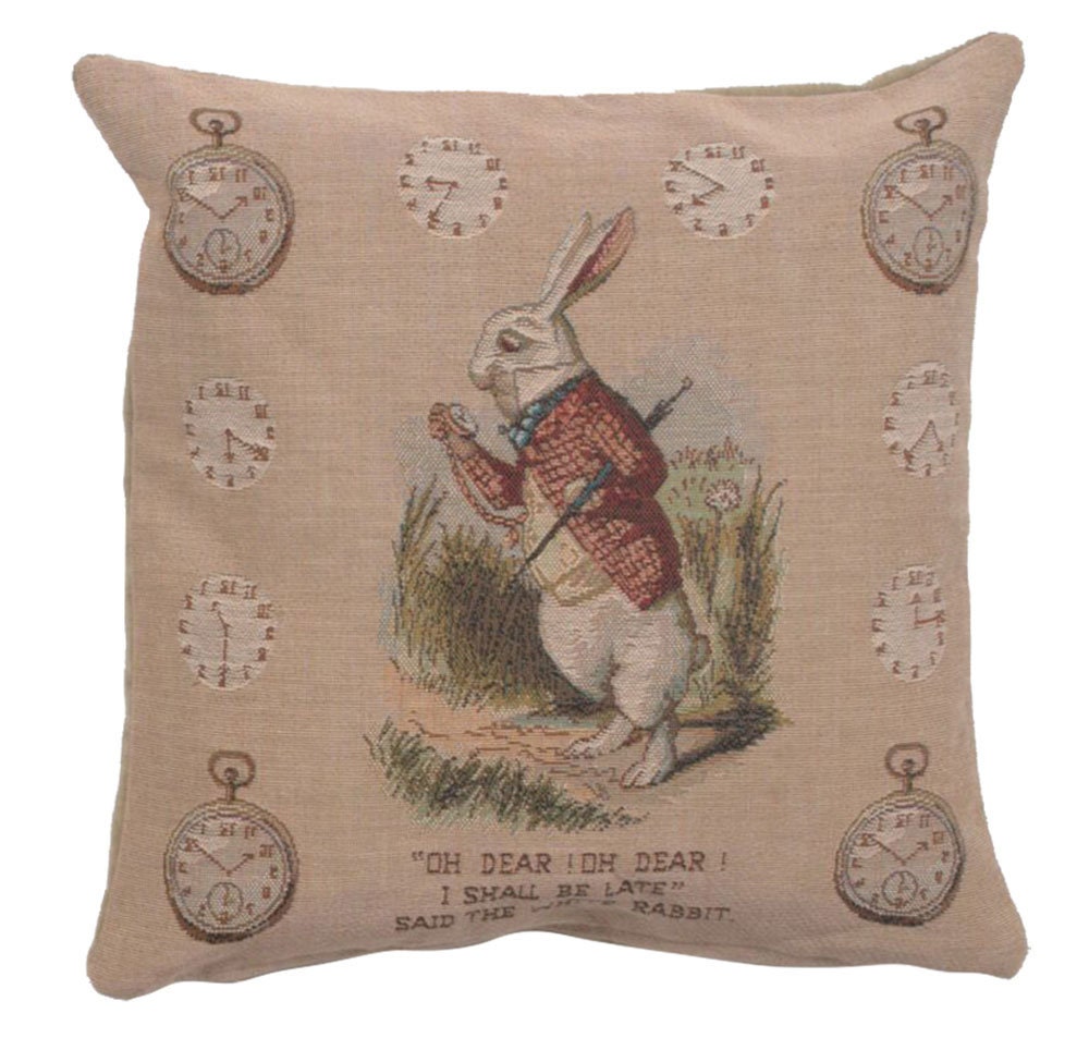 The Late Rabbit Alice In Wonderland I Tapestry Cushion Cover - 14x14 ...