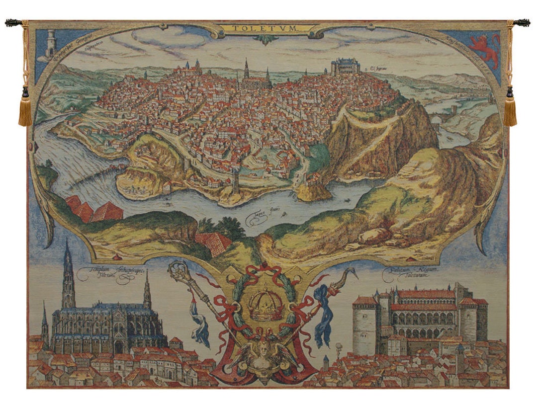 Toledo Spain Tapestry: European City Map Wall Hanging - Etsy