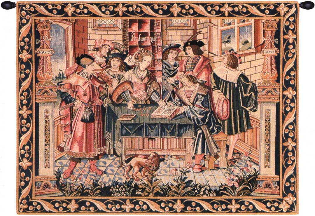 Renaissance Accountant Tapestry - Medieval European Wall Art - French ...
