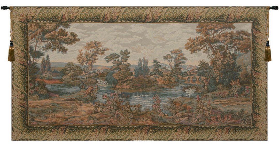 Swan in the Lake Large With Border European Wall Tapestry Classical ...