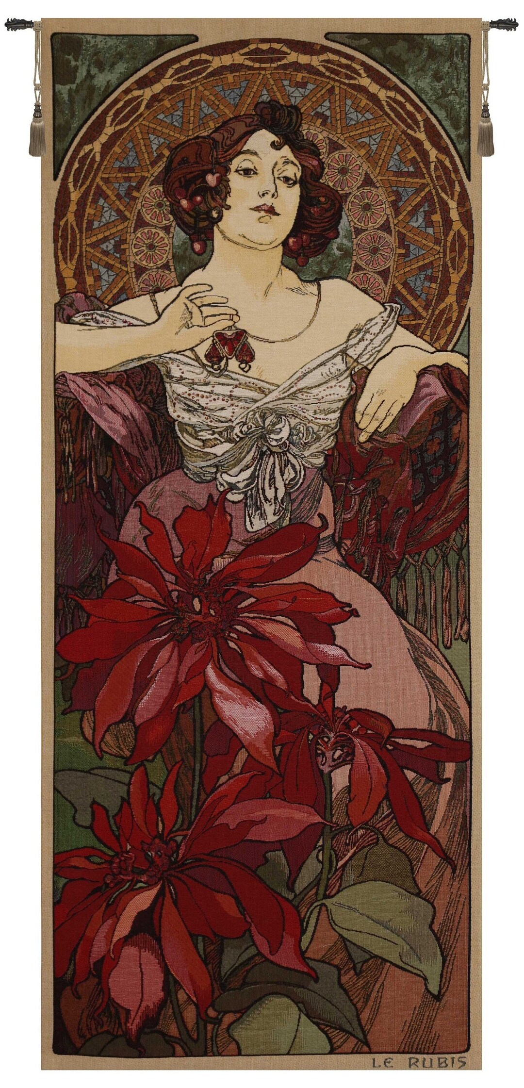Mucha Rubis Tapestry Art Nouveau Decorative Wall Hanging Mucha Precious ...